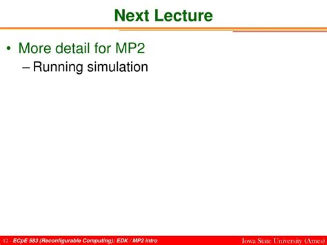 Ppt Ecpe 583 Reconfigurable Computing Lecture 18 Tues 10282008 Ekd Mp2 Intro Powerpoint