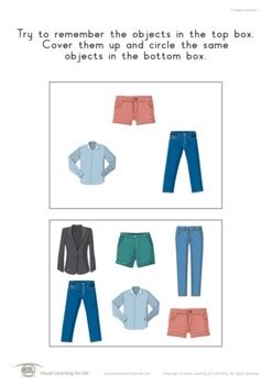 3 Object Memory Visual Memory Worksheets By Visual Learning For Life