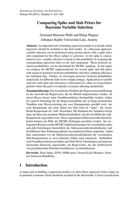 Pdf Comparing Spike And Slab Priors For Bayesian Variable Selection
