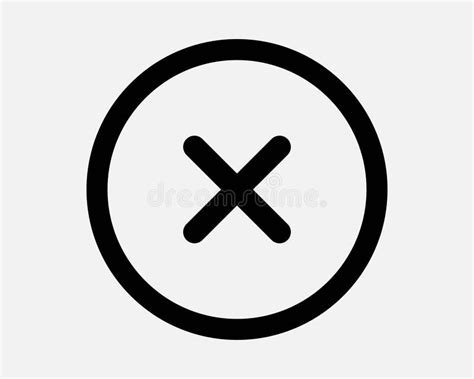 Round Cross Icon X Circle Button Sign Stop Delete Cancel Close Symbol Circular Reject Wrong