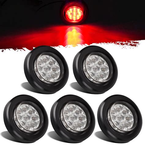 Buy Partsam 5x 2 Led Marker Light Cab Panel Light 2 Inch Red 9 Led