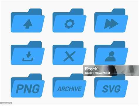 Desktop Interface Folders Icons Set Isolated Simple Ui Vector Flat