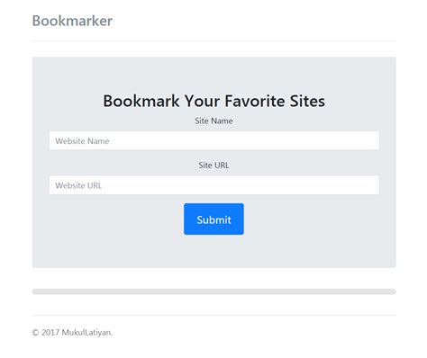 Github Mukullatiyanbookmark Javascript Project An Application For Storing Website Urls Using