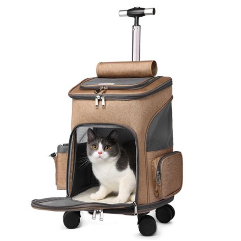 Portable Folding Trolley Pet Backpack Traveling Cat Backpack With