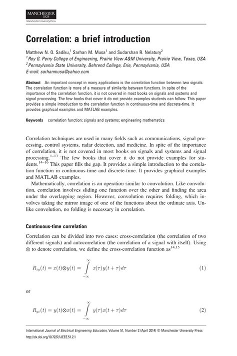 Pdf Correlation A Brief Introduction
