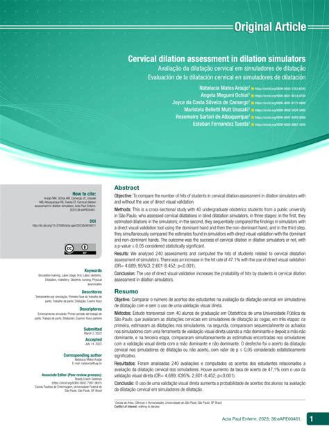 Pdf Cervical Dilation Assessment In Dilation Simulators