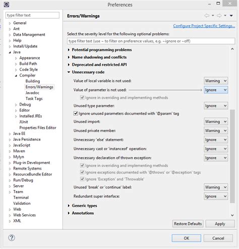 Automatically Remove Unused Parameters From Constructor Eclipse Java