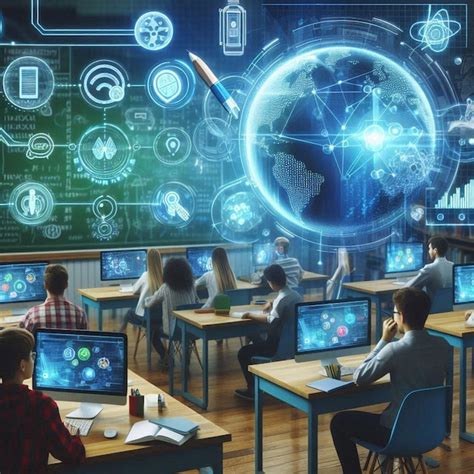 Iot And Education Smart Connections In The Futuristic Classroom Premium Ai Generated Image