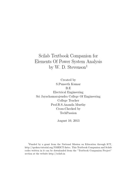 Elements Of Power System Analysis W D Stevenson Pdf