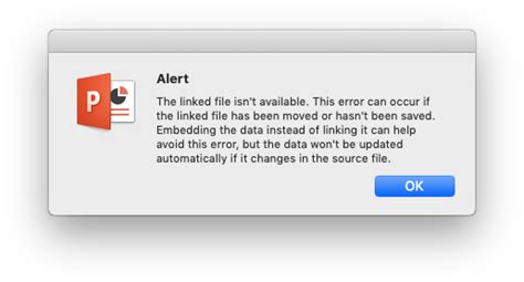 Resolve “linked File Isnt Available” In Powerpoint Charts A Masters