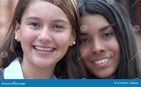 Pretty Teen Girls Smiling Stock Image Image Of Cute 97649403