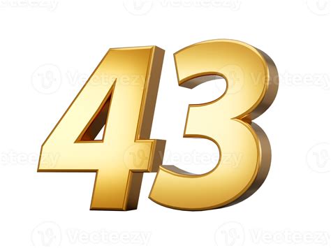 Golden Metallic Number 43 Forty Three 3d Illustration 45389610 Png