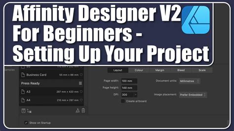 Affinity Designer V2 For Beginners Setting Up Your Project Youtube