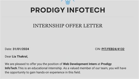 Internship Webdevelopment Prodigyinfotech Lia Thakral 11 Comments