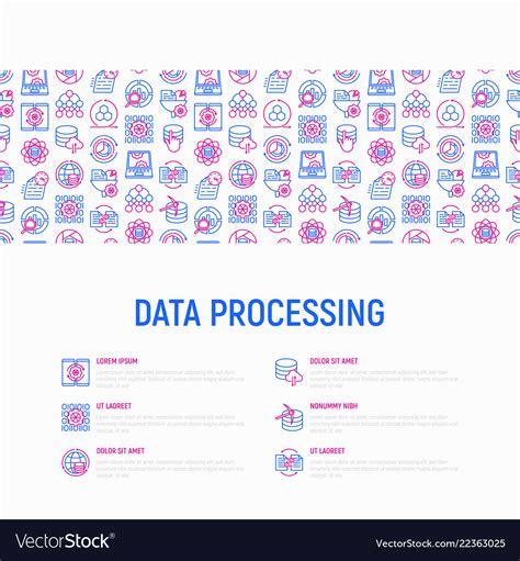 Data Processing Concept With Thin Line Icons Vector Image
