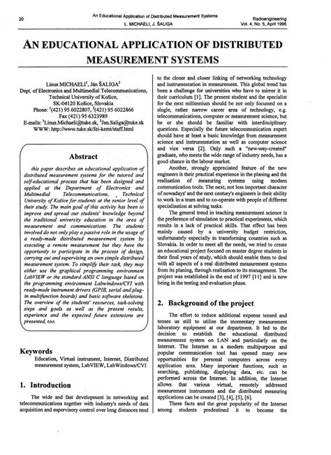 pdf an educational application of distributed measurement systems