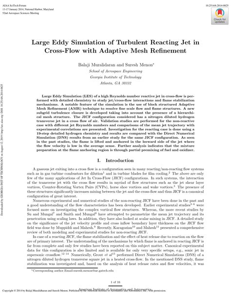 Pdf Large Eddy Simulation Of Turbulent Reacting Jet In Cross Flow