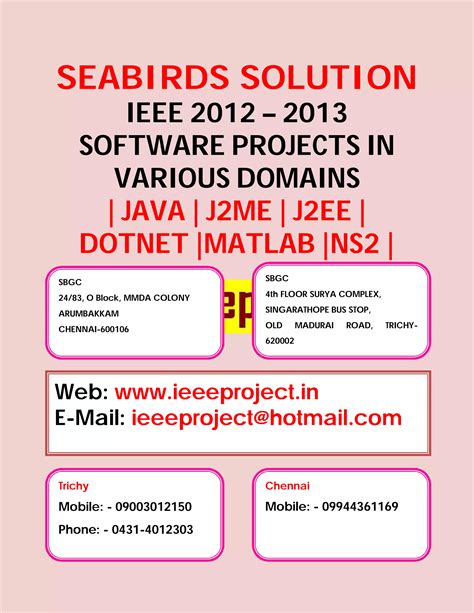 Ieee Projects 2012 For Cse Pdf