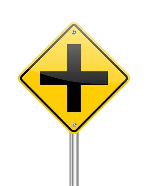 4 Way Intersection Traffic Sign Traffic Sign On White 45742869 Vector