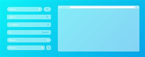 다양한 검색 창 템플릿이 있는 빈 투명한 인터넷 브라우저 창 검색 상자 주소 표시줄 및 텍스트 필드가 있는 웹 사이트 엔진 Ui