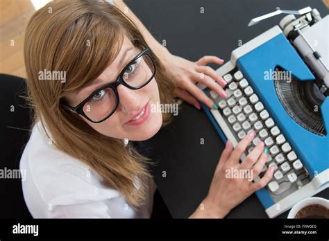 Woman And Manual Typewriter Hi Res Stock Photography And Images Alamy