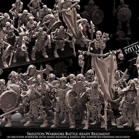 3d Printable Skeleton Warriors Battle Ready Regiment 20 Skeletons By
