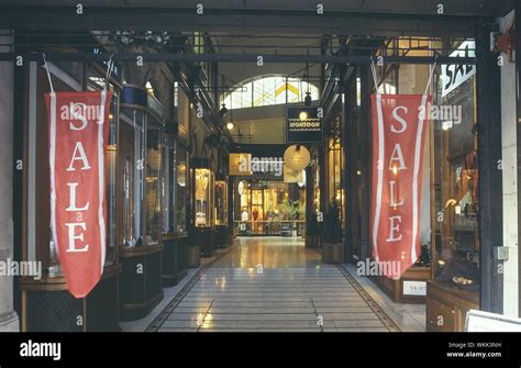 Shopping Arcade Knightsbridge London England Uk Circa 1980s Stock
