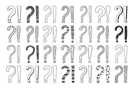 Doodle Question And Exclamation Marks Hand Drawn Sketch Vector