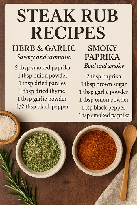 Easy Homemade Steak Rubs Herb Garlic And Smoky Paprika Blends Steak Rub Recipe Seasoning
