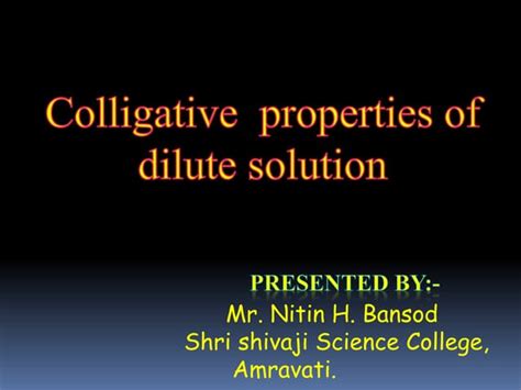 Colligative Properties Ppt Sscamt Ppt
