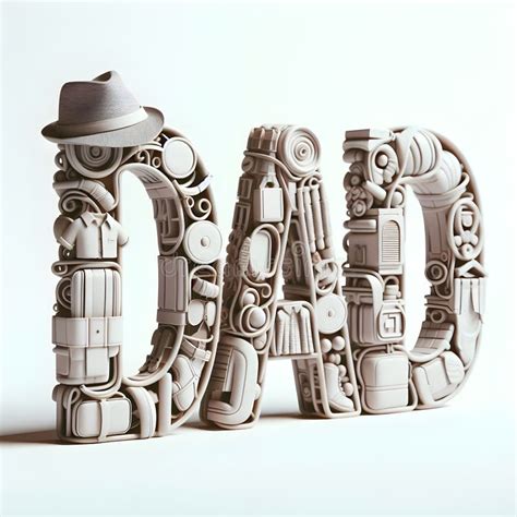 A 3d Happy Fathers Day Illustration Designed With A 3d Text Dad And Man Accessories Stock