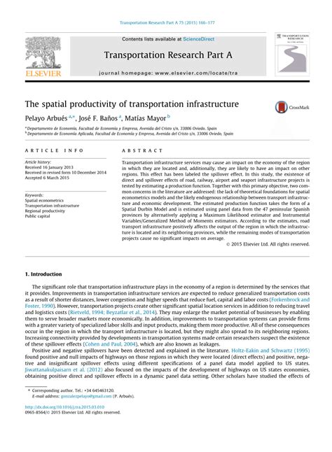Pdf The Spatial Productivity Of Transportation Infrastructure