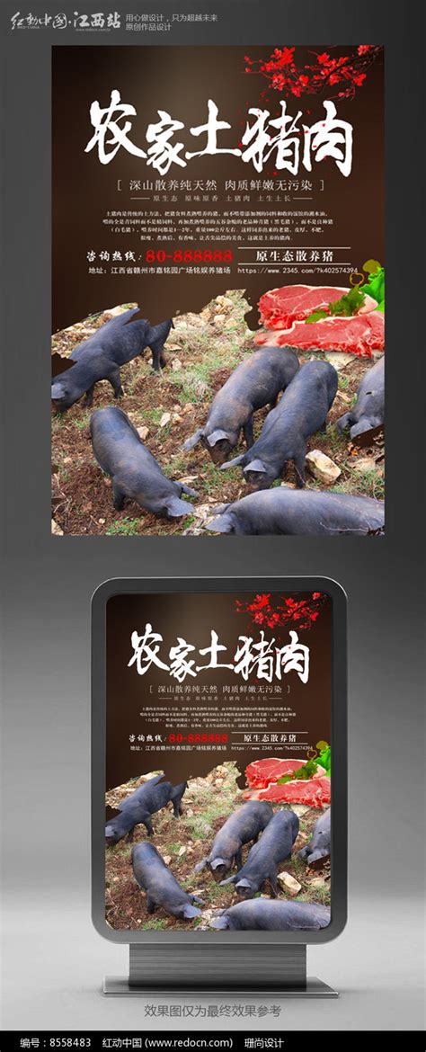 绿色农家土猪肉海报图片下载 红动中国
