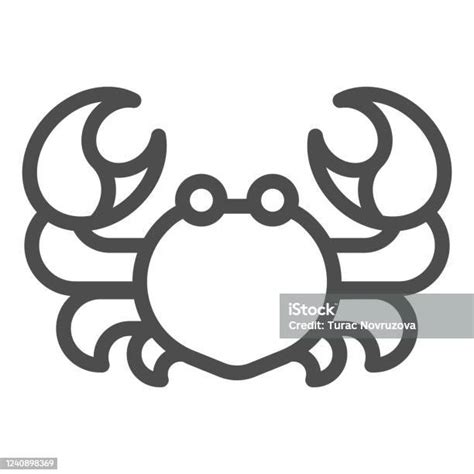 게 라인 아이콘 해양 생물 개념 흰색 배경에 해산물 기호 모바일 개념 및 웹 디자인에 대 한 개요 스타일에 게 실루엣 아이콘 벡터 그래픽 갈고리 발톱에 대한 스톡 벡터 아트
