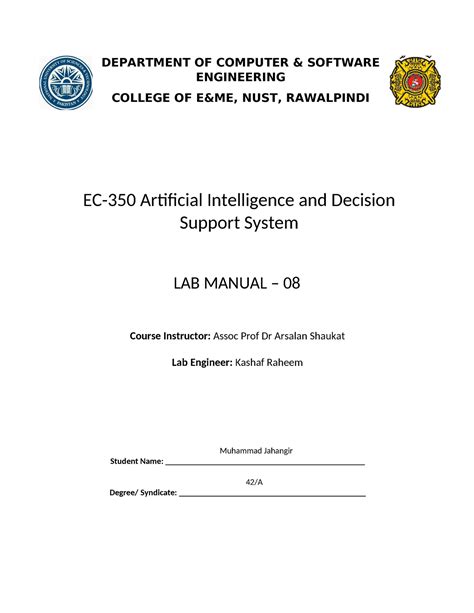 Lab 8 Assignment Department Of Computer And Software Engineering