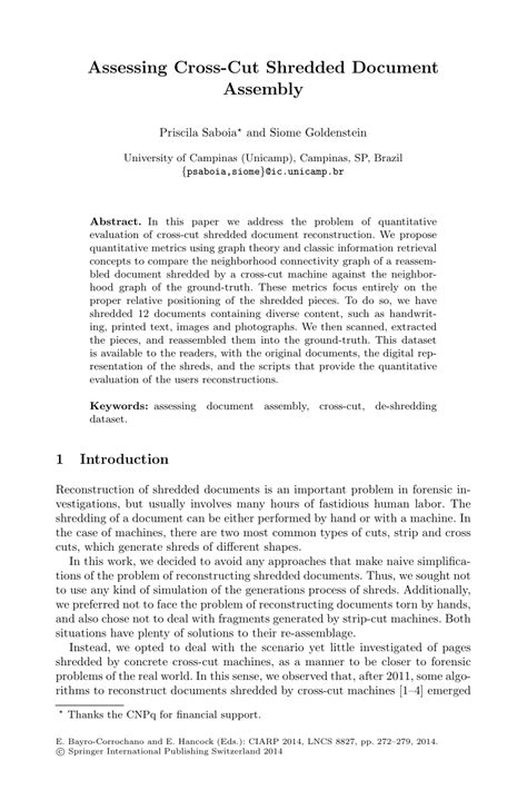 Pdf Assessing Cross Cut Shredded Document Assembly