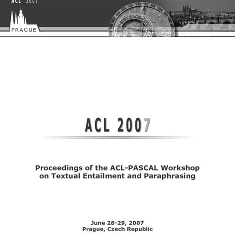 Proceedings Of The Acl Pascal Workshop On Textual Entailment And Paraphrasing Acl Anthology
