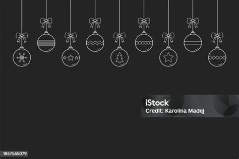 크리스마스 공을 매달아 라 장식과 복사 공간이있는 빈 카드 벡터 0명에 대한 스톡 벡터 아트 및 기타 이미지 0명 개념 검은색 Istock