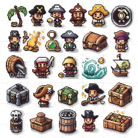 8bit pixel art spritesheets midjourney prompt promptbase