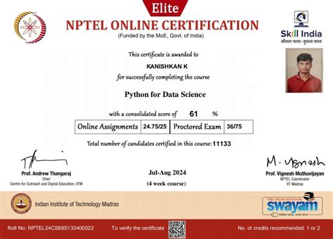 Datascience Python Nptel Continuouslearning Kanishkan K