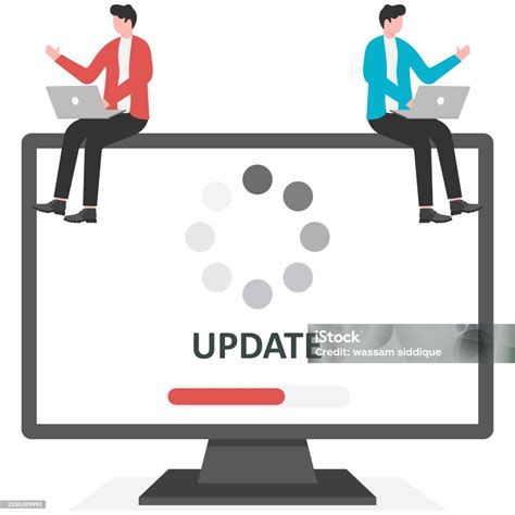 진행률 표시 줄이있는 운영 체제를 업데이트하는 사용자 소프트웨어 업그레이드 및 설치 프로그램 개발에 대한 스톡 벡터 아트 및 기타 이미지 Istock