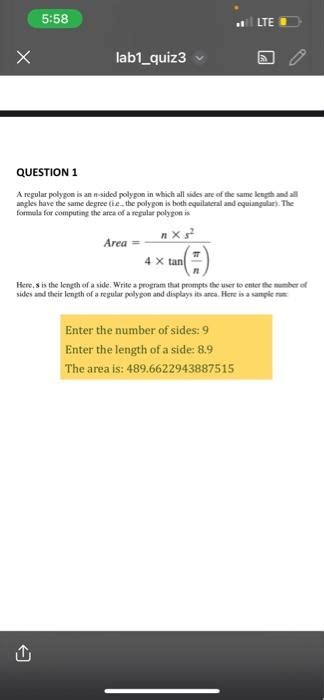 Solved A Regular Polygon Is An N Sided Poly Pon In Which All Chegg Com