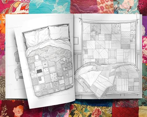 Patchwork Pattern Unique Coloring Book Stress Relief Printable Colori