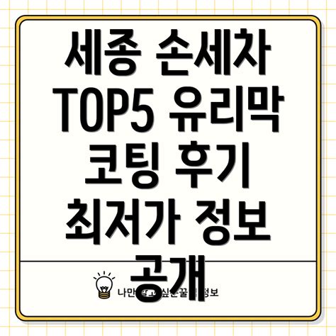 세종시 세종특별자치시 연서면 전문 손세차 업체 유리막 코팅 가격 후기 Best 5 추천