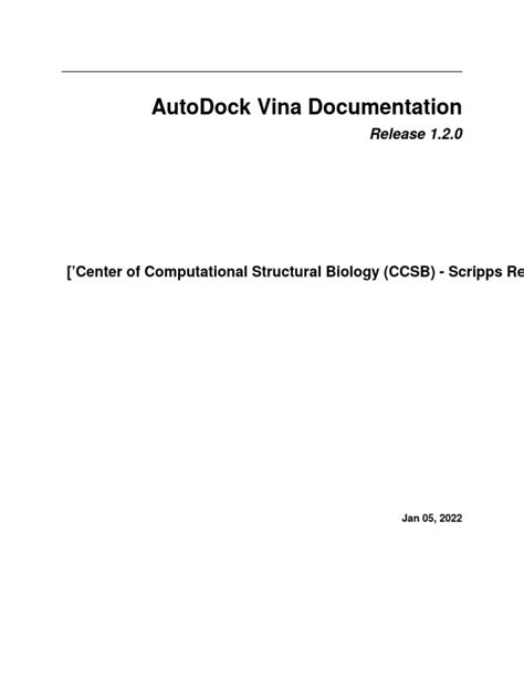 Autodock Vina Documentation Center Of Computational Structural Biology Ccsb Scripps
