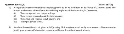 Solved Question 2 Clo2 5 Marks 1510 A A Single Phase