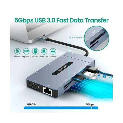 Yuanxin X Type C Male To Hdmi Vga Lan Tri Usb Mm Tf Sd Pd