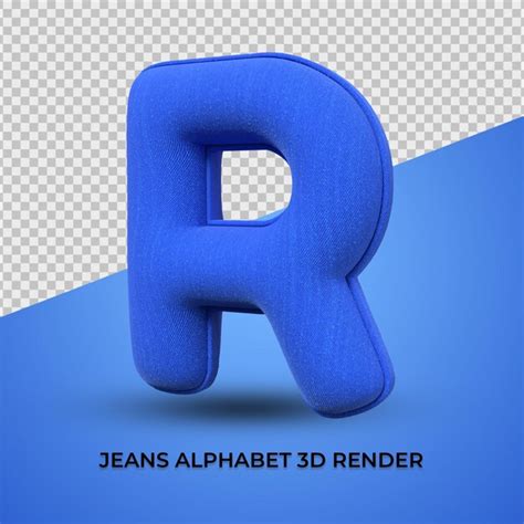 3d 렌더링 알파벳 R 글꼴 청바지 프리미엄 Psd 파일