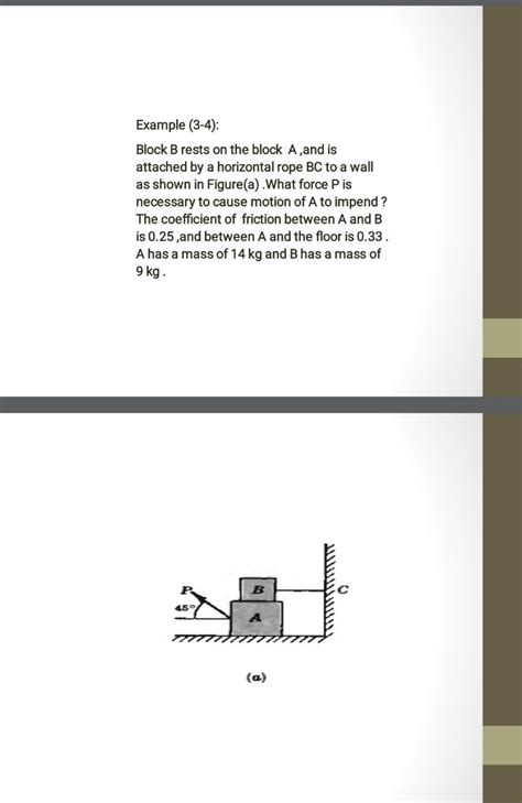 Solved Example 3 4 Block B Rests On The Block A And Is Chegg Com