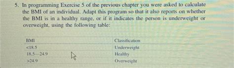 Solved 5 In Programming Exercise 5 Of The Previous Chapter